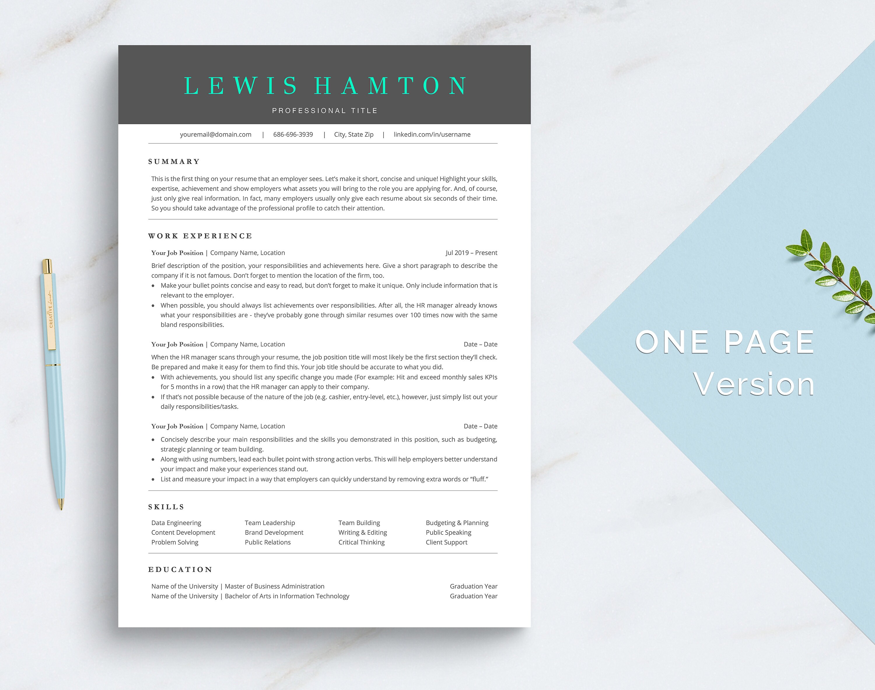 Modern ATS Resume Template ATS Optimized Resume Template - Etsy Australia
