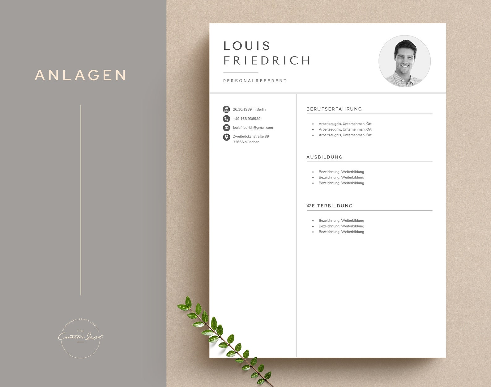 German Resume Template for Word & Apple Pages (DIN A4) - Etsy