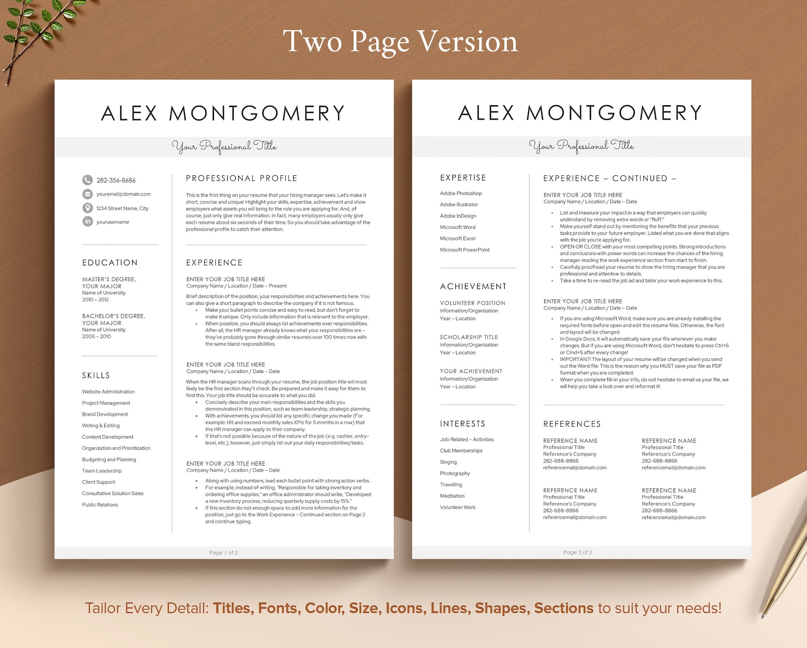 Creative Resume Template, Modern Clean Resume Template for Word & Pages ...