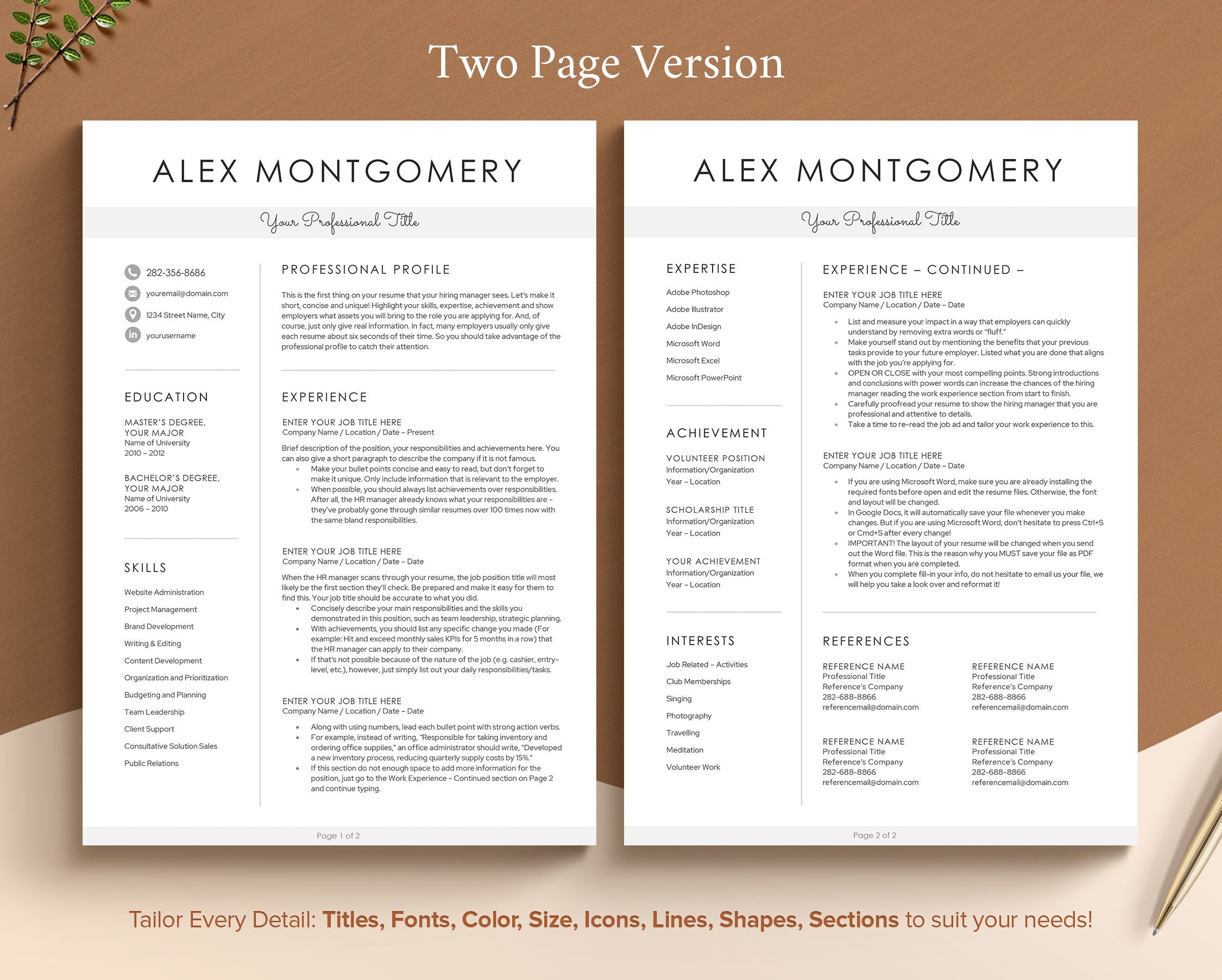 Creative Resume Template, Modern Clean Resume Template for Word & Pages ...