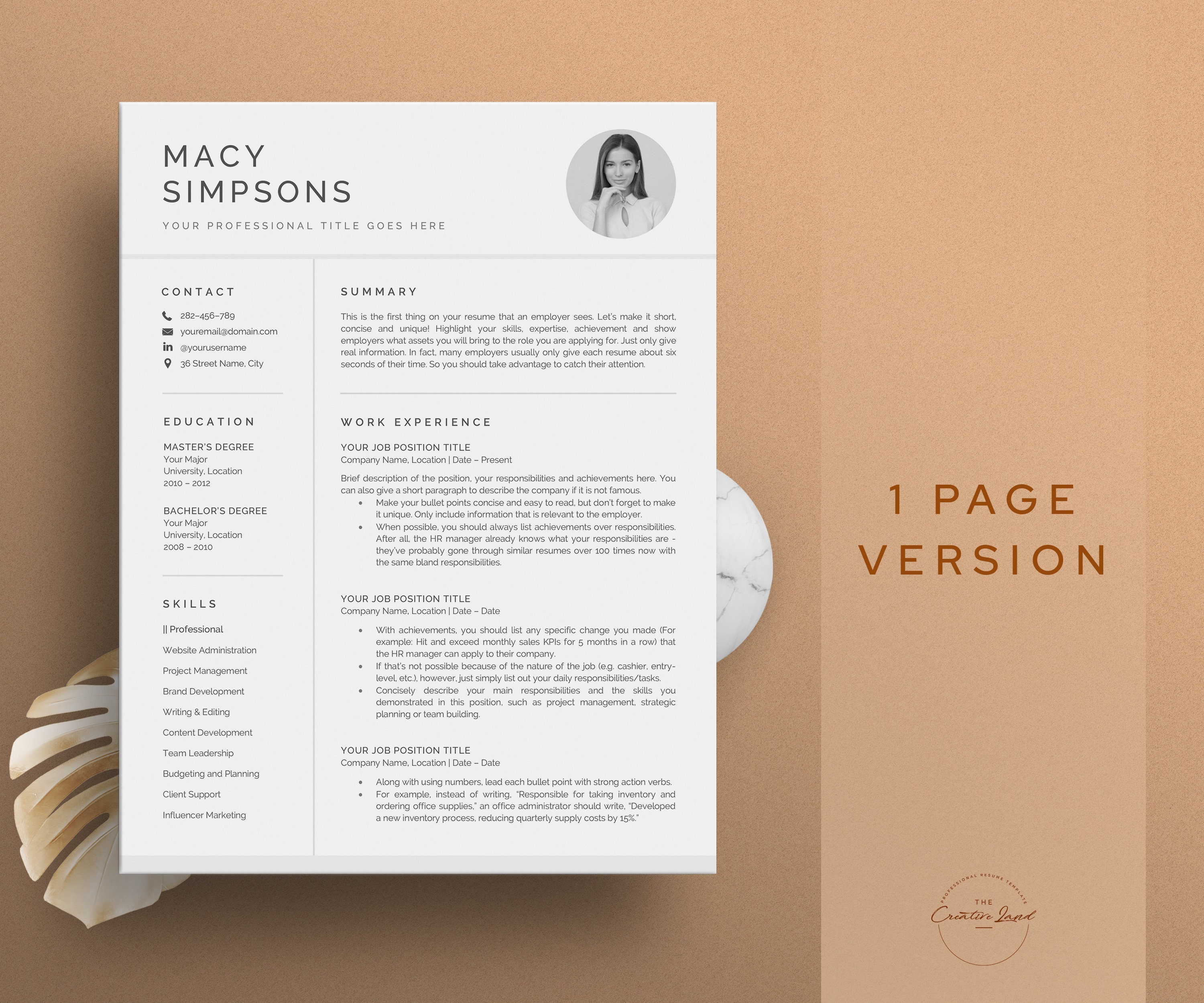 Modern Resume Template for Google Docs Word Pages Resume - Etsy