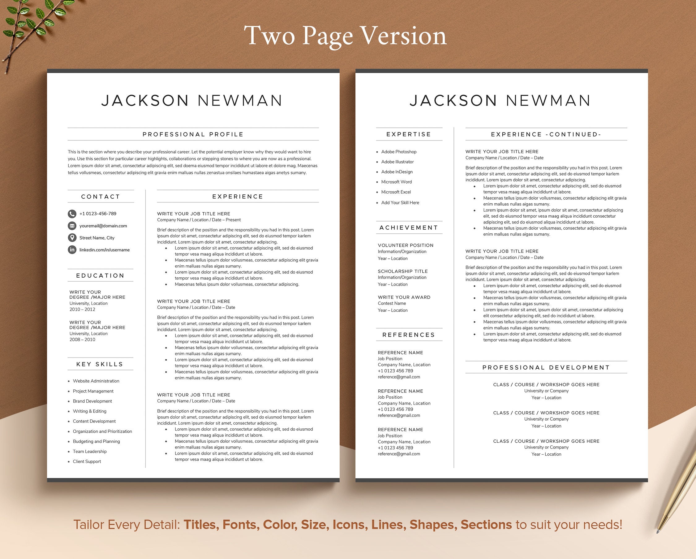 Classic Resume Template for Word, Pages, Google Docs | Simple Resume ...