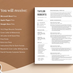 Professional Resume Template for Word, Apple Pages, Google Docs ...