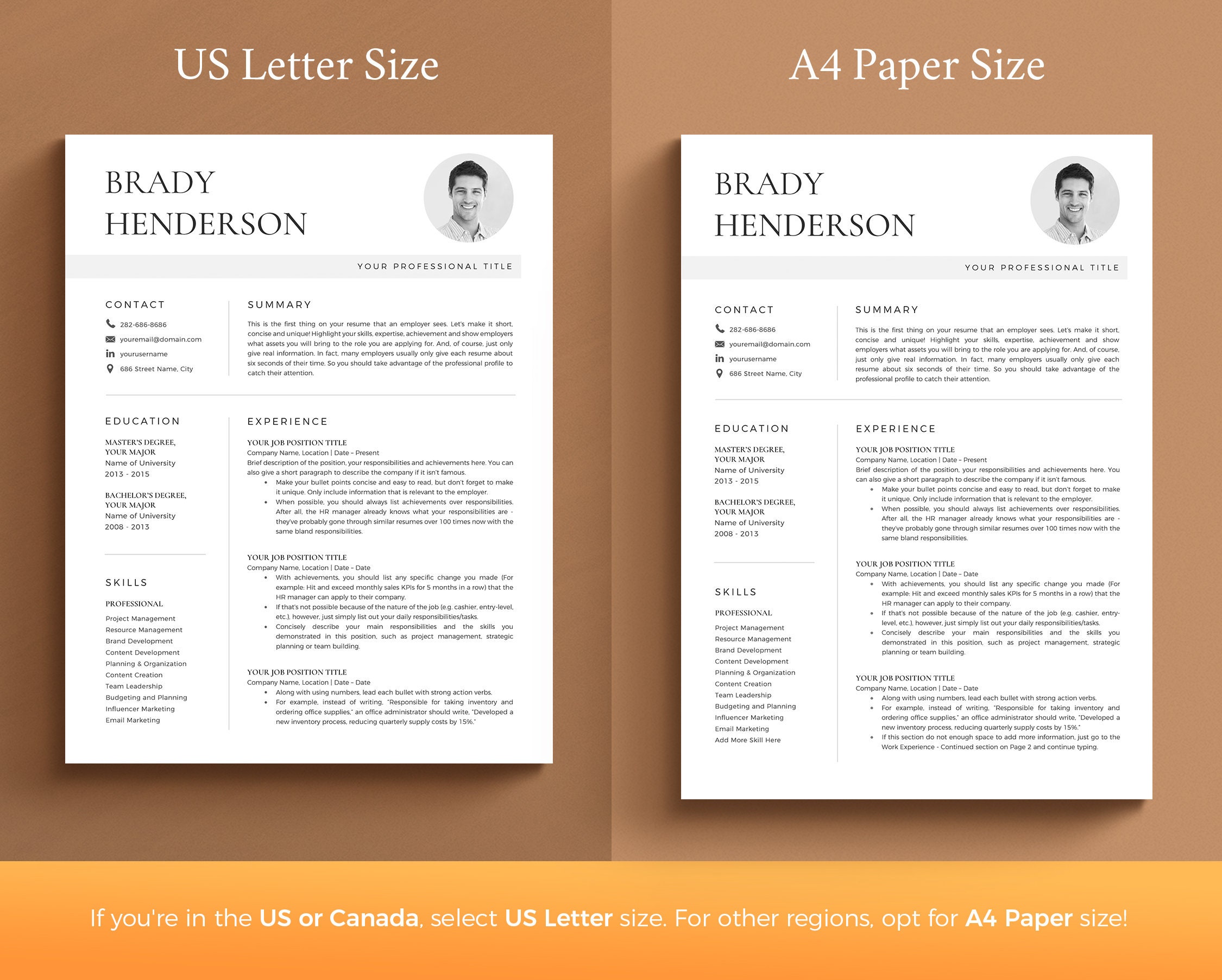 Modern Resume Template for Word & Apple Pages, Professional Resume ...