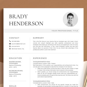 Modern Resume Template for Word & Apple Pages, Professional Resume ...