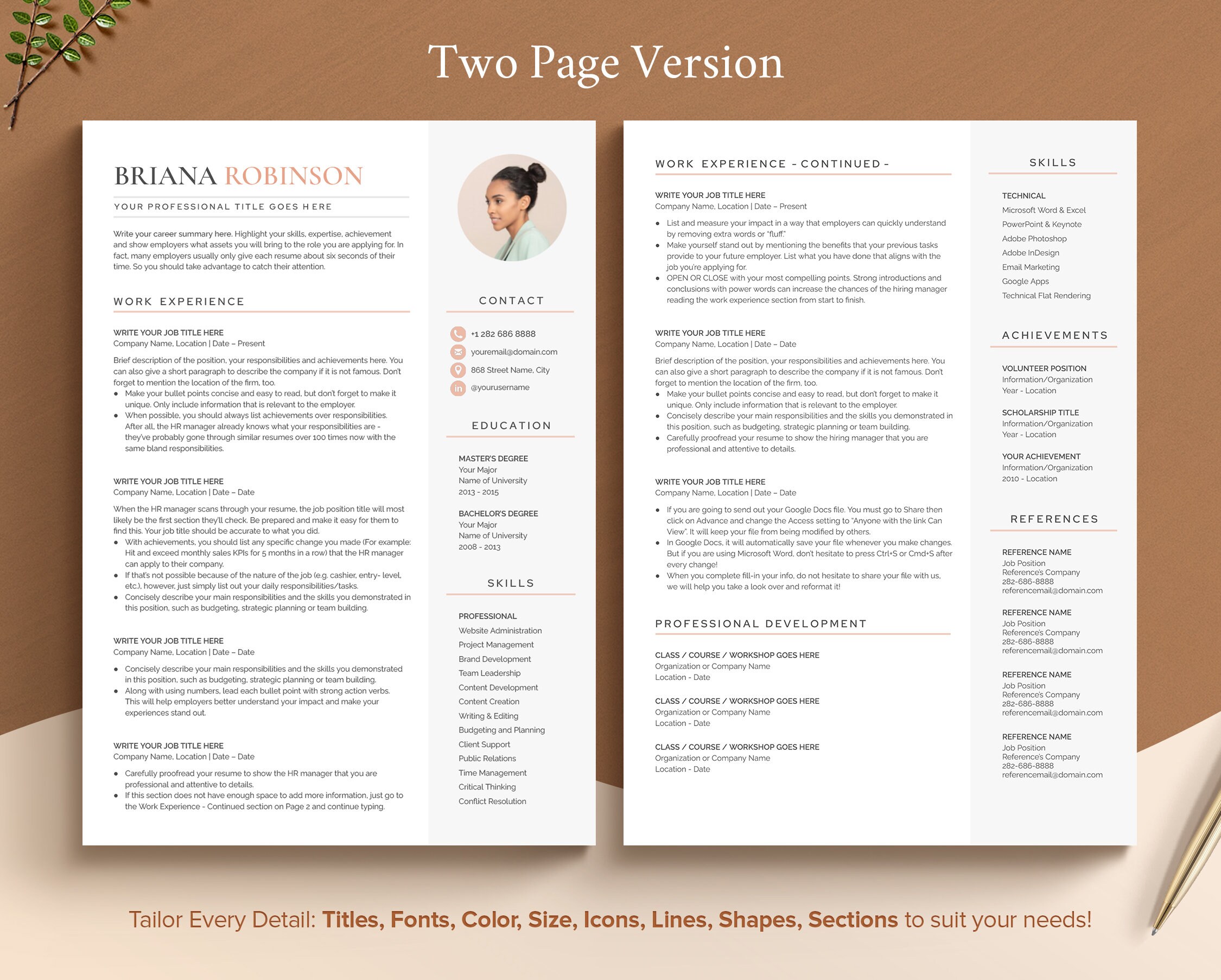 Google Docs Resume Template, Modern Resume CV Template With Picture ...