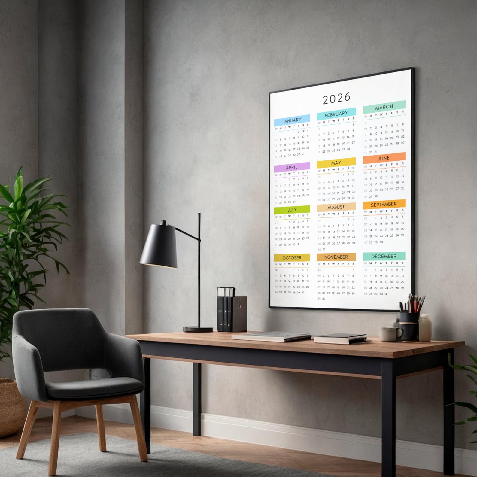 2026 Colorful Portrait Calendar | A5, A4, A3, A2, US Letter, Tabloid ...
