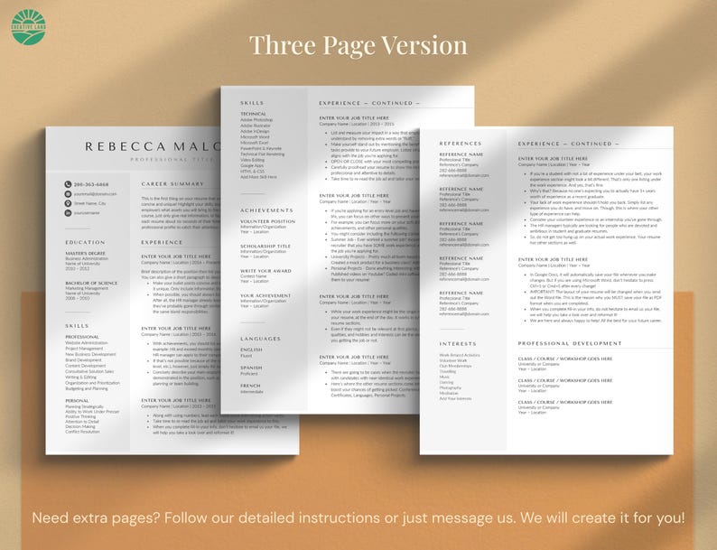 Professional Resume Template for Google Docs, Word, Pages | Clean ...