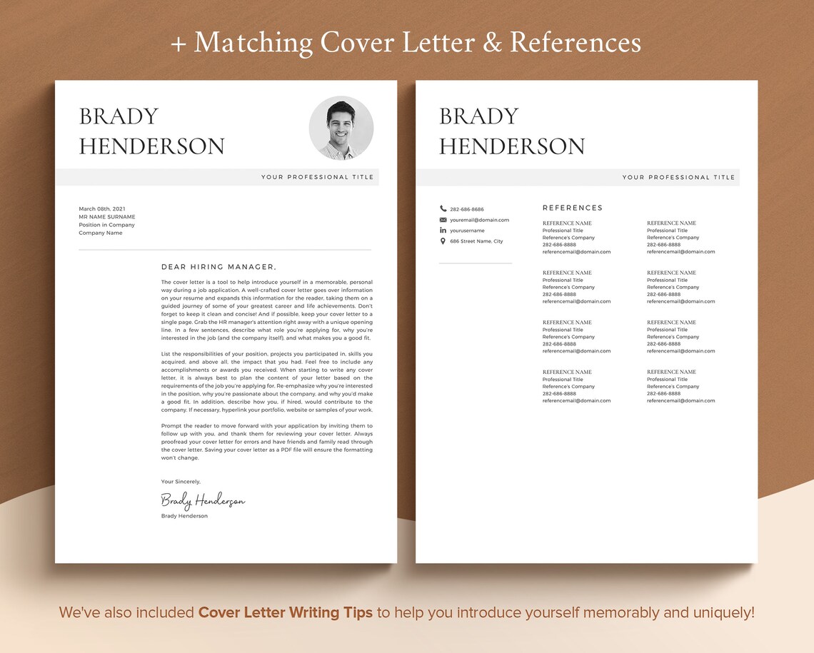 Modern Resume Template for Word & Apple Pages, Professional Resume ...