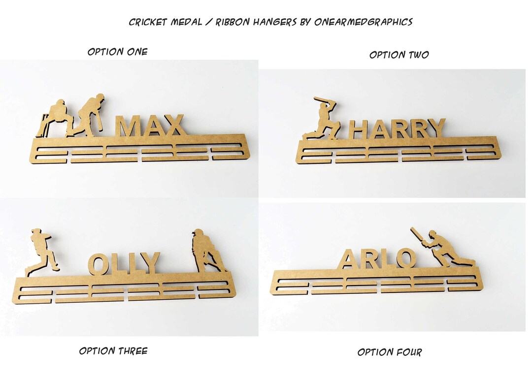 Custom Personalised Cricket Medal Hanger, Painted Cricket Medal Display ...