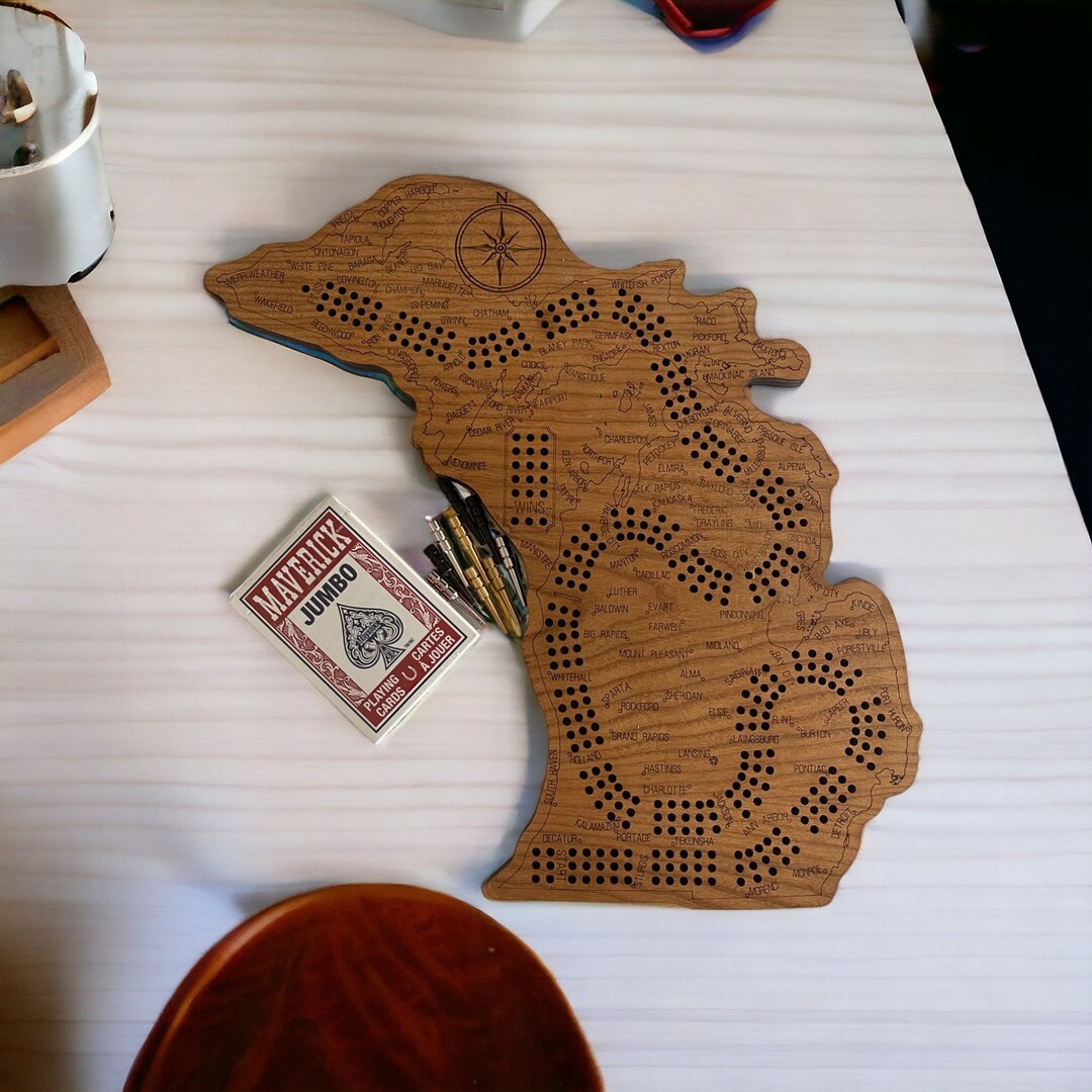 Michigan State Cribbage Board - A Thoughtful Fun Custom Gift ...