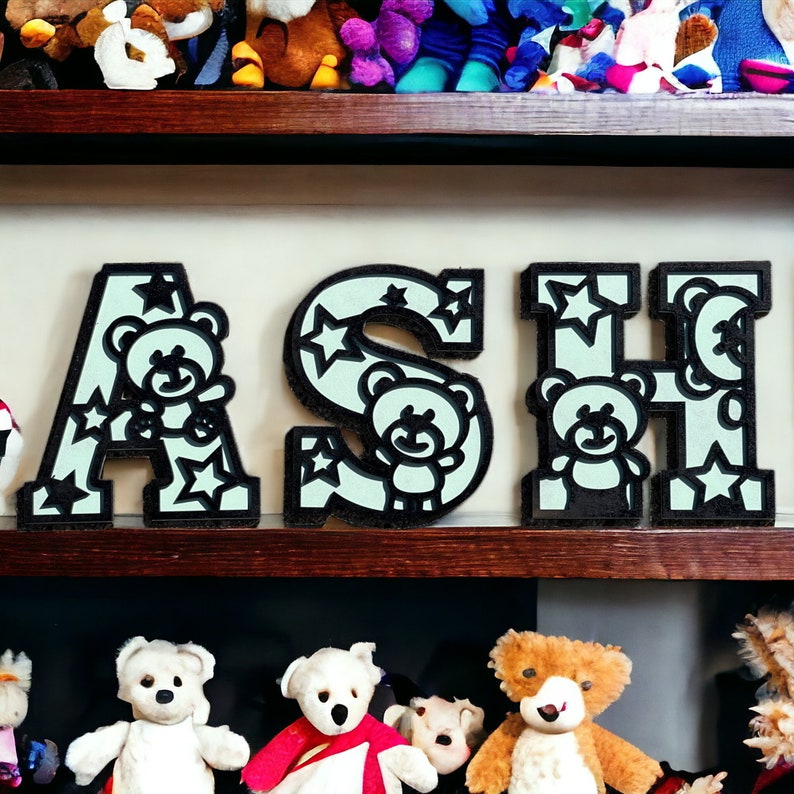 Personalized Teddy Bear Wooden Letter: Laser Engraved Nursery Decor - Etsy