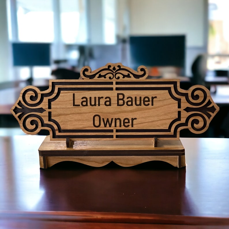 Personalized Cherry Wood Desk Name Plate - Etsy