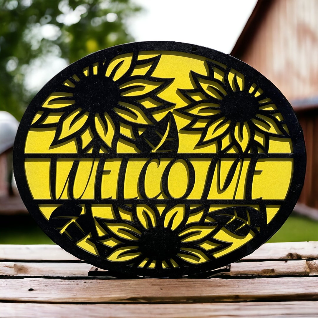 Custom Sunflower Name Sign, Laser Engraved Wood Plaque, Personalized ...