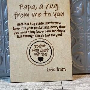 Papa Hug Card, Wood Pocket Hug Token, Always Think of Me, Grandpa Gift ...