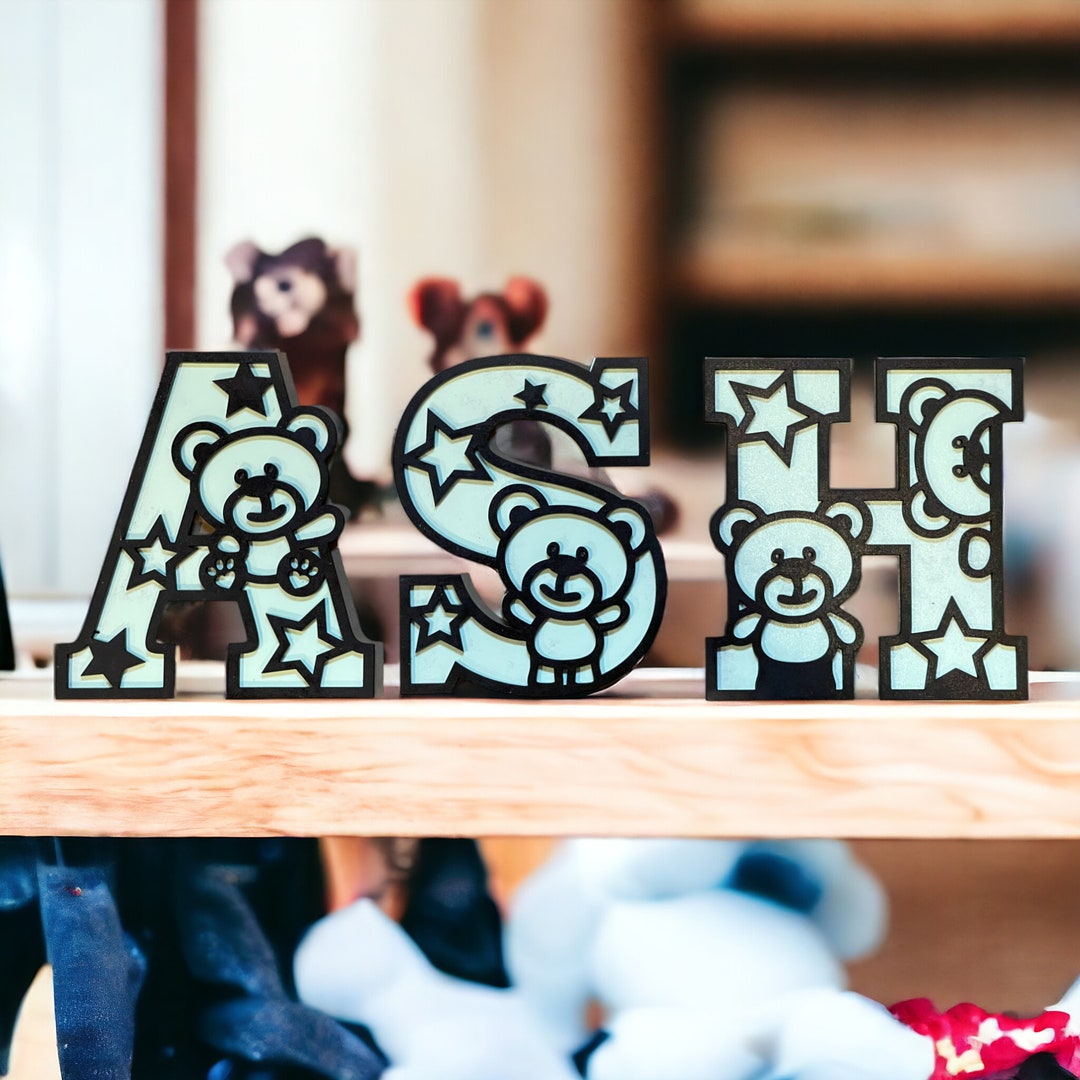 Personalized Laser Engraved Letters for Nursery Decor - Teddy Bear ...