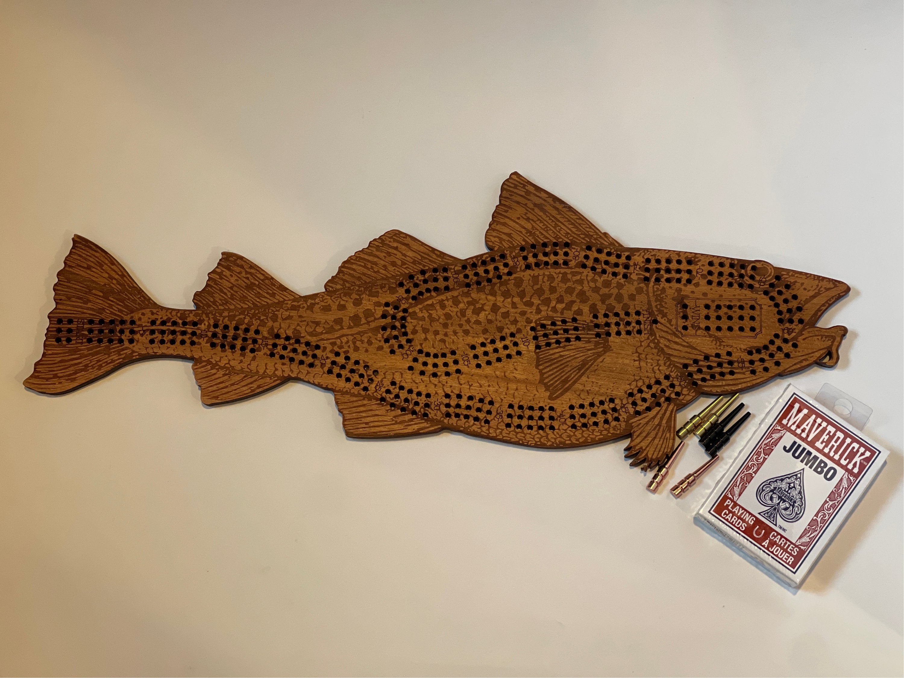 Cod Fish Cribbage Board: Laser Engraved Wooden Game, Fishing Gift - Etsy