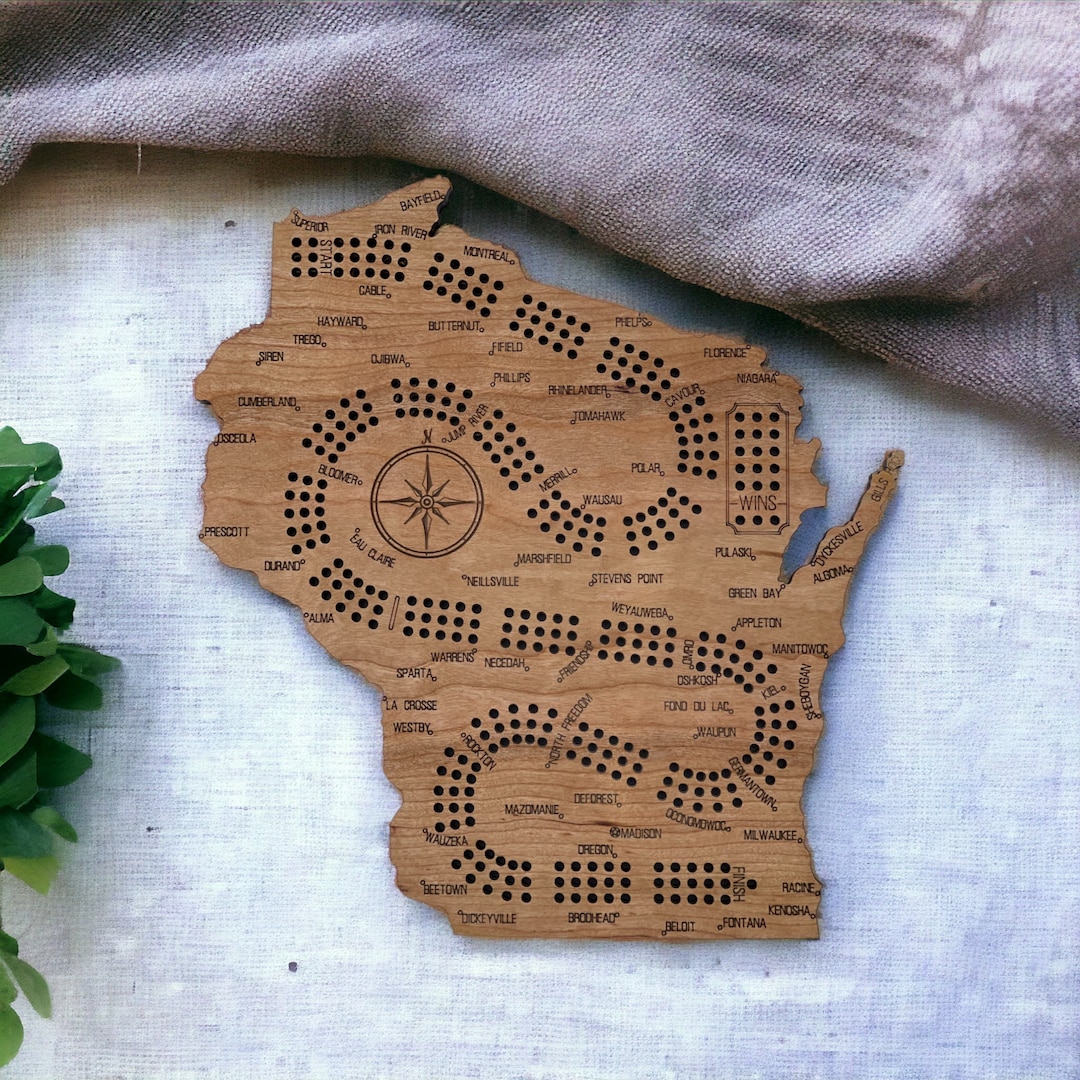 Wisconsin Cribbage Board, Laser Engraved Wooden Game, Perfect for ...