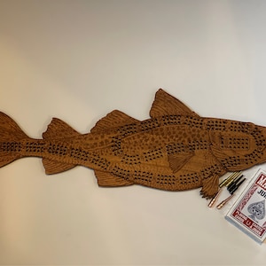 Cod Fish Cribbage Board: Laser Engraved Wooden Game, Fishing Gift - Etsy