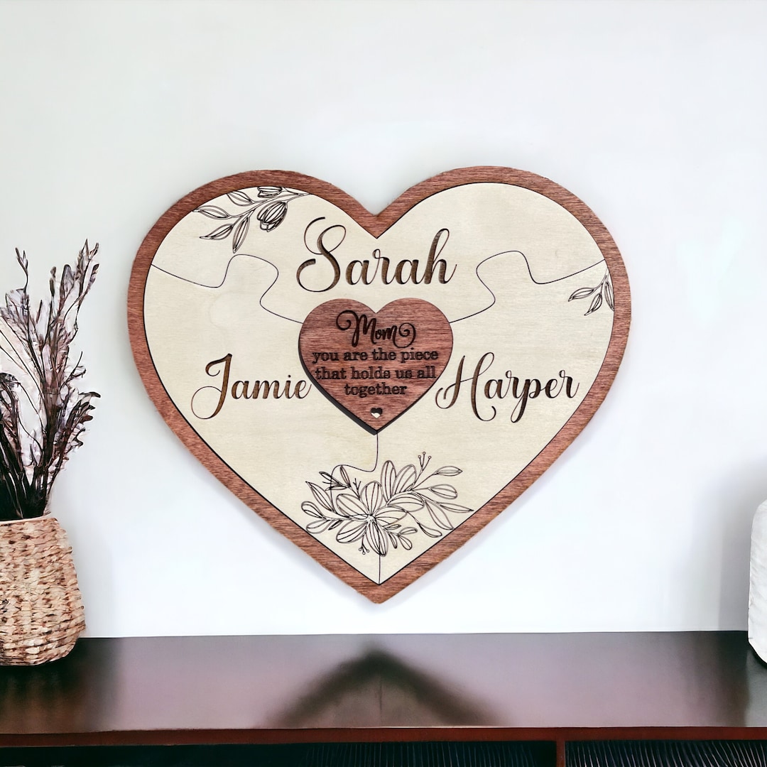 Personalized Wood Heart Puzzle Sign - Etsy
