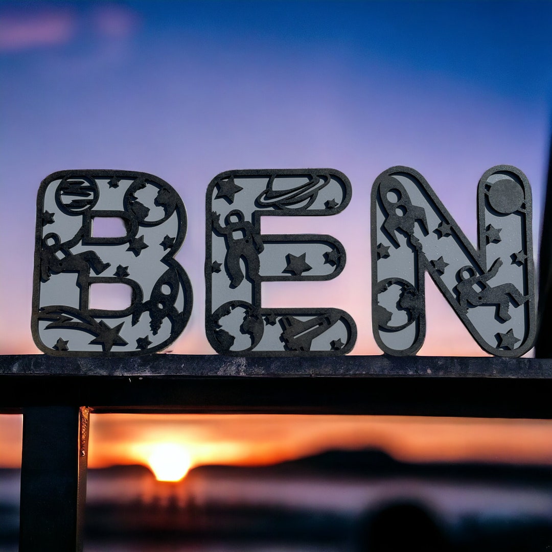 Personalized Laser Engraved Letters for Nursery Decor, Astronaut Space ...
