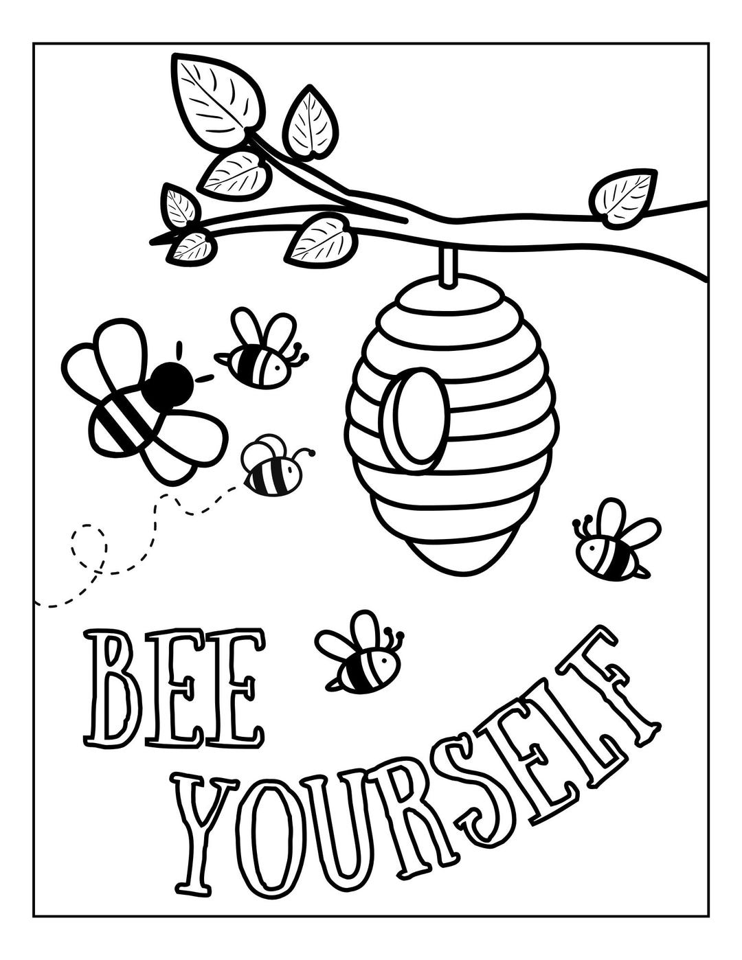 3 Page BEE Positive Coloring Page - Etsy