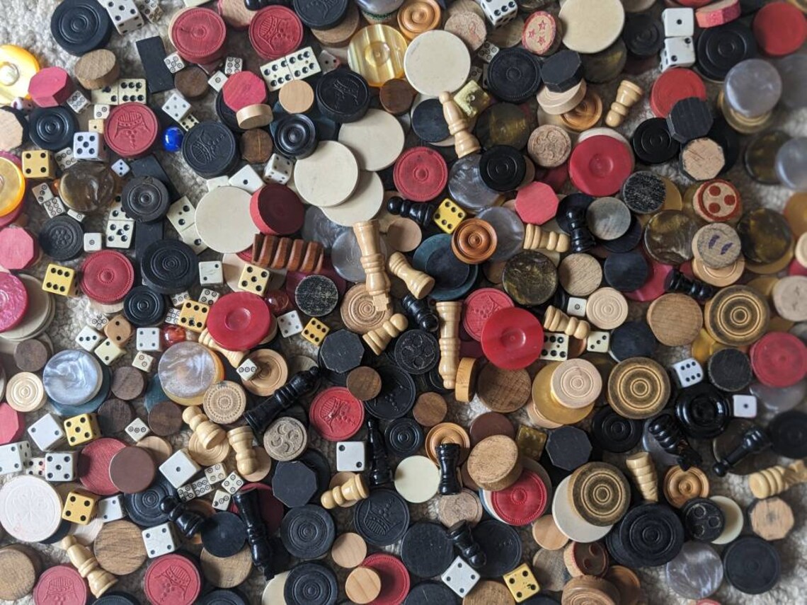 Vintage Miscellaneous Game Pieces Chess Checkers Dice - Etsy