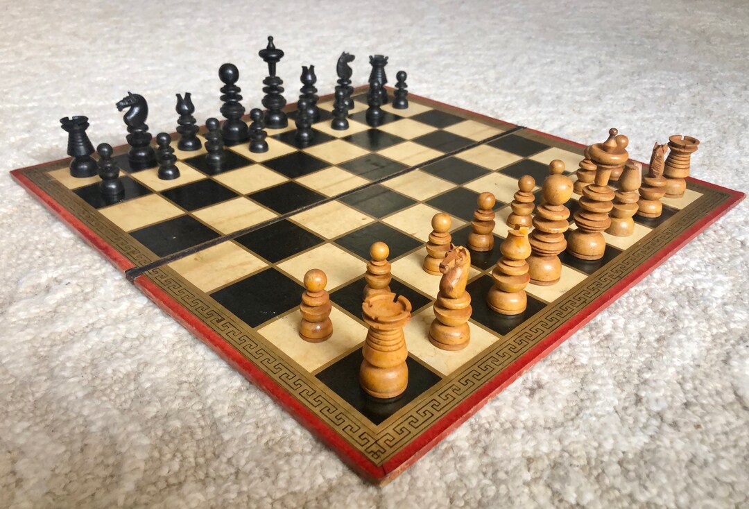 1800s St George Chess Set With Folding Board & Box Lot 245 - Etsy