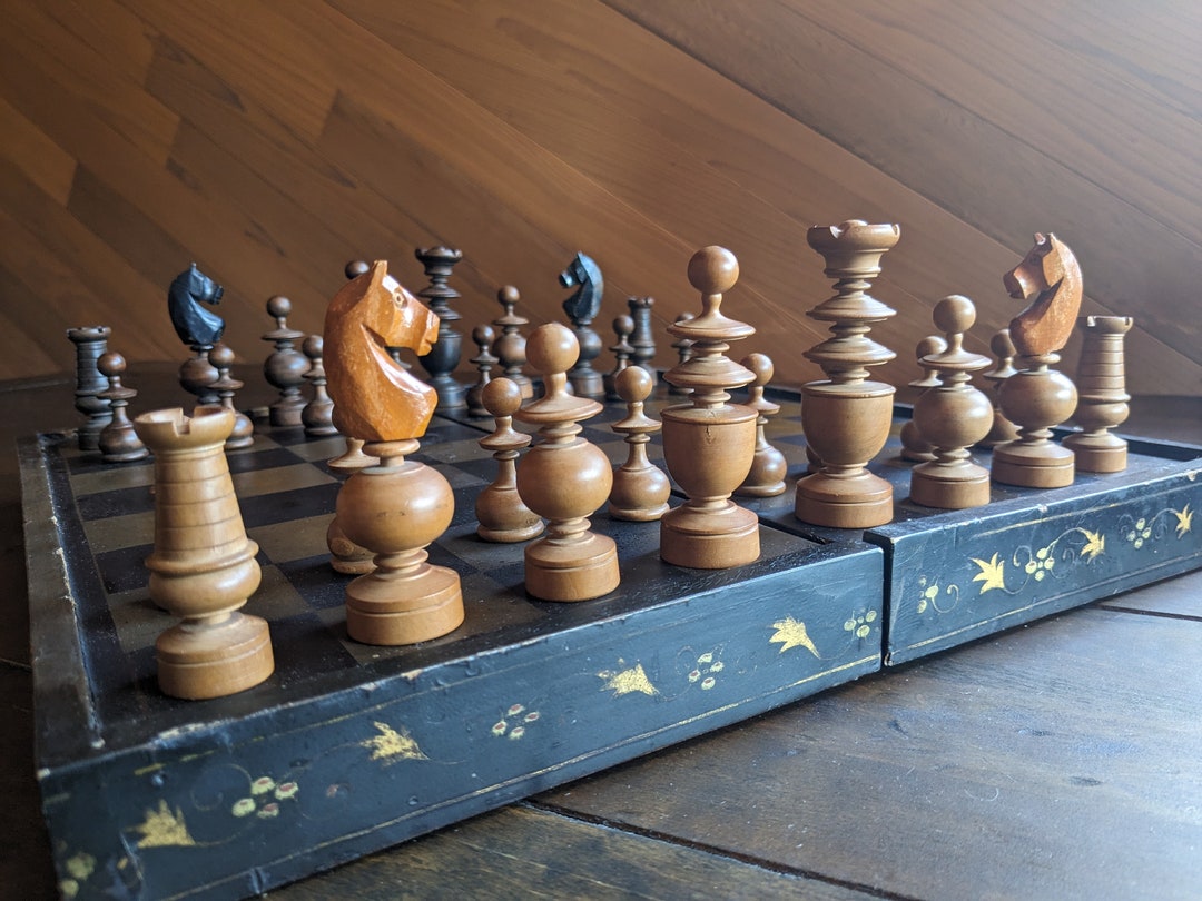 Spectacular Antique Regency Chess Set W/folding Board Lot 475 - Etsy