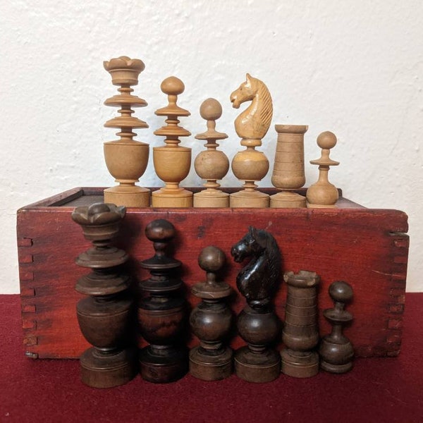 Antique Chess Set - Etsy