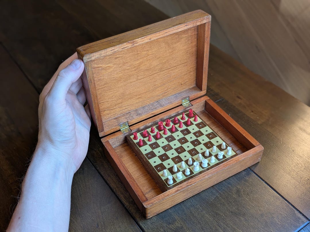 Antique Mahogany Peg Travel Chess Set Lot #692 - Etsy
