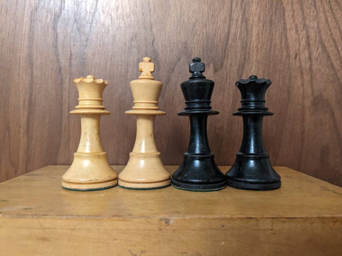 Antique French Staunton Chess Set Lot 381 - Etsy
