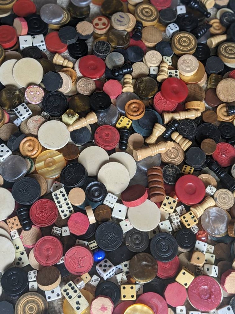 Vintage Miscellaneous Game Pieces Chess Checkers Dice - Etsy