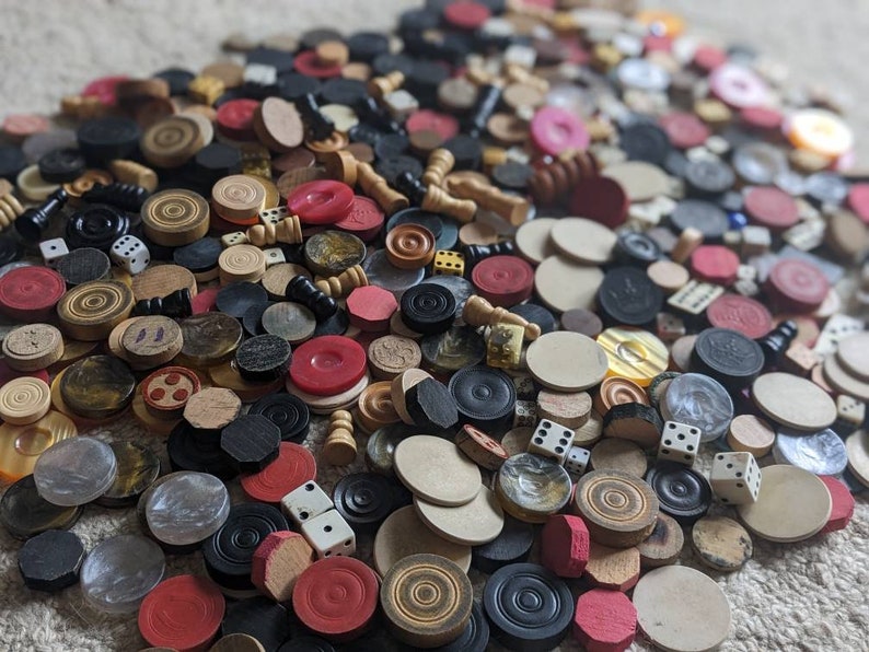 Vintage Miscellaneous Game Pieces Chess Checkers Dice - Etsy