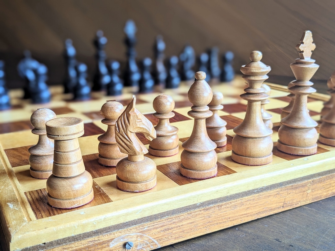 Vintage Philippine Staunton Chess Set With Folding Board Lot 579 - Etsy