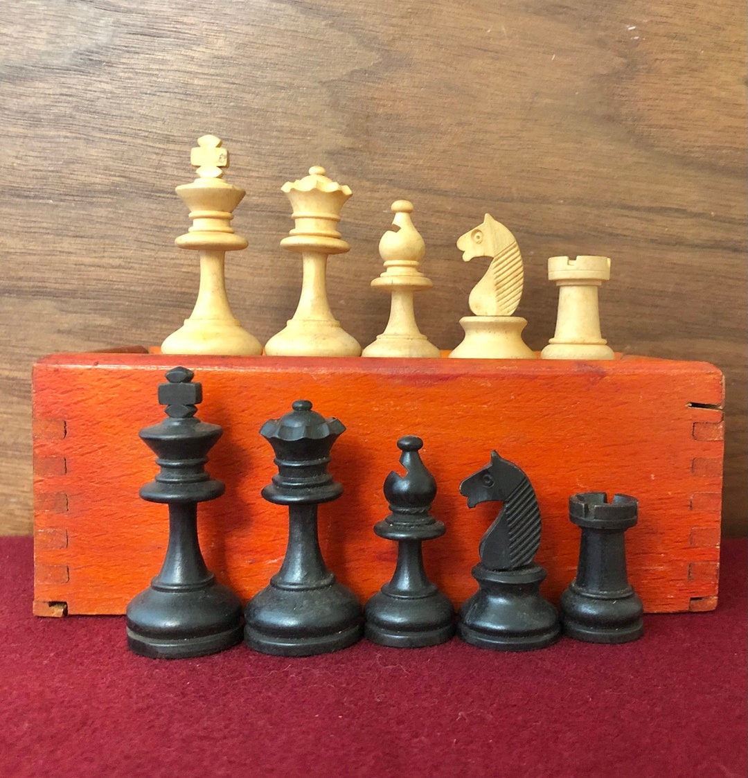Antique Chavet Staunton Chess Set Lot #354 - Etsy