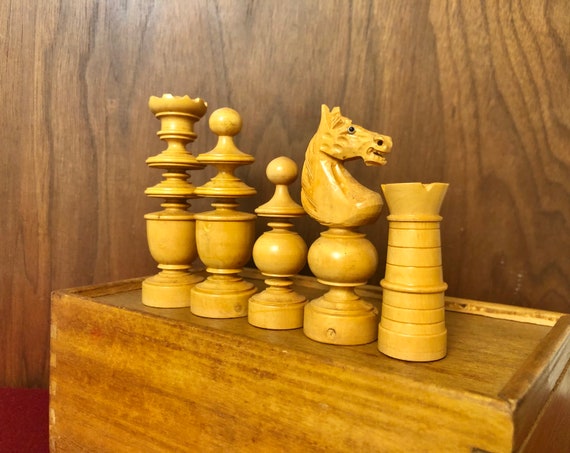 1800s French glass Eyed Knight Regency Chess Set Lot 366 - Etsy