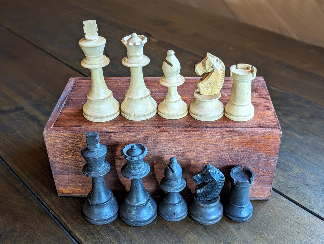 Antique French Staunton Chess Set Lot #545 - Etsy