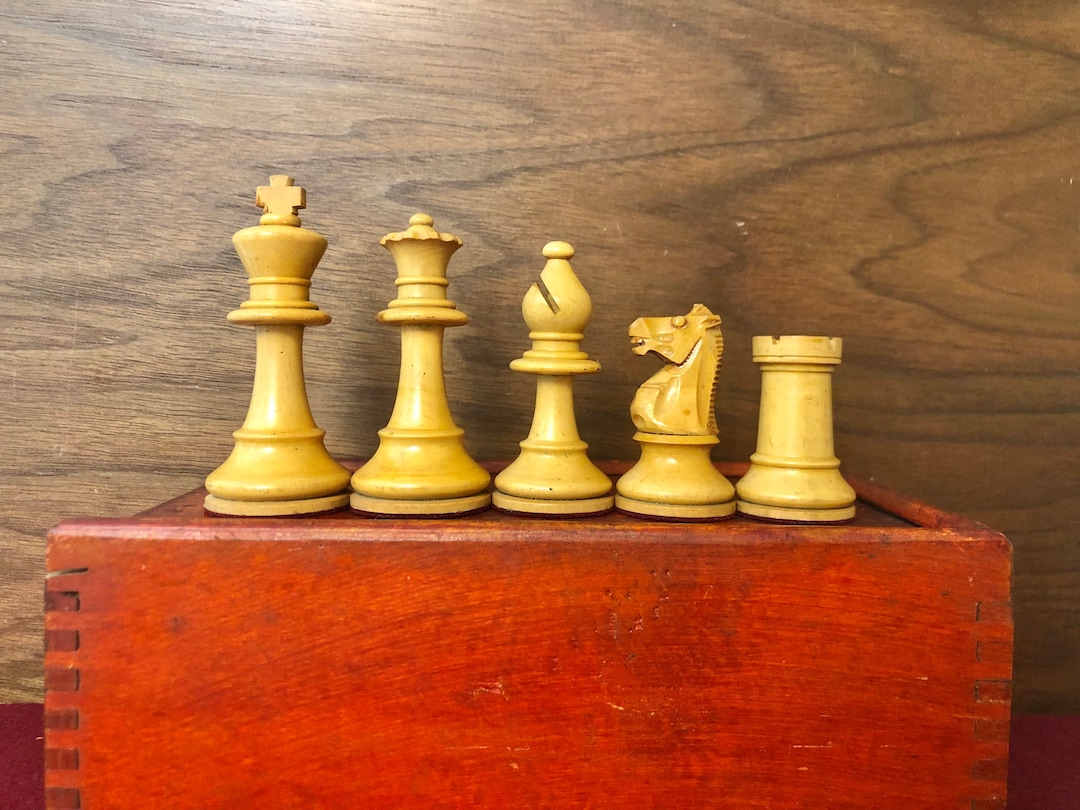 Antique French Staunton Chess Set Lot # 355 - Etsy