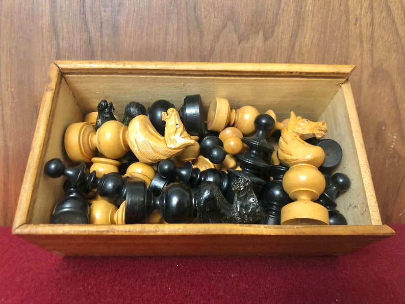 1800s French glass Eyed Knight Regency Chess Set Lot 366 - Etsy