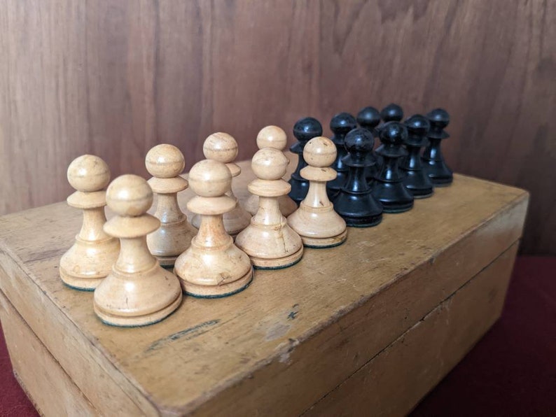 Antique French Staunton Chess Set Lot 381 - Etsy