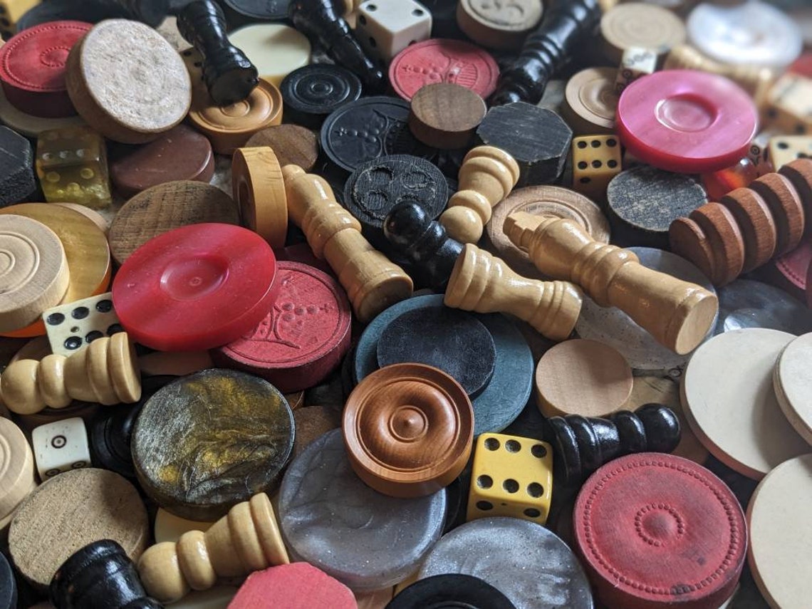 Vintage Miscellaneous Game Pieces Chess Checkers Dice - Etsy