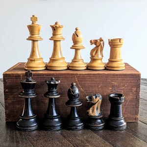 Antique Staunton Chess Set Lot #450 - Etsy