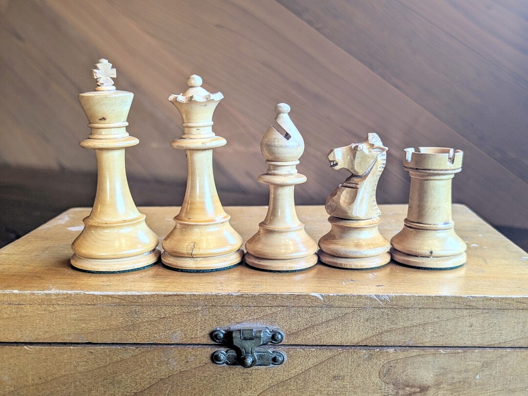 Antique Library Staunton Chess Set Lot #542 - Etsy