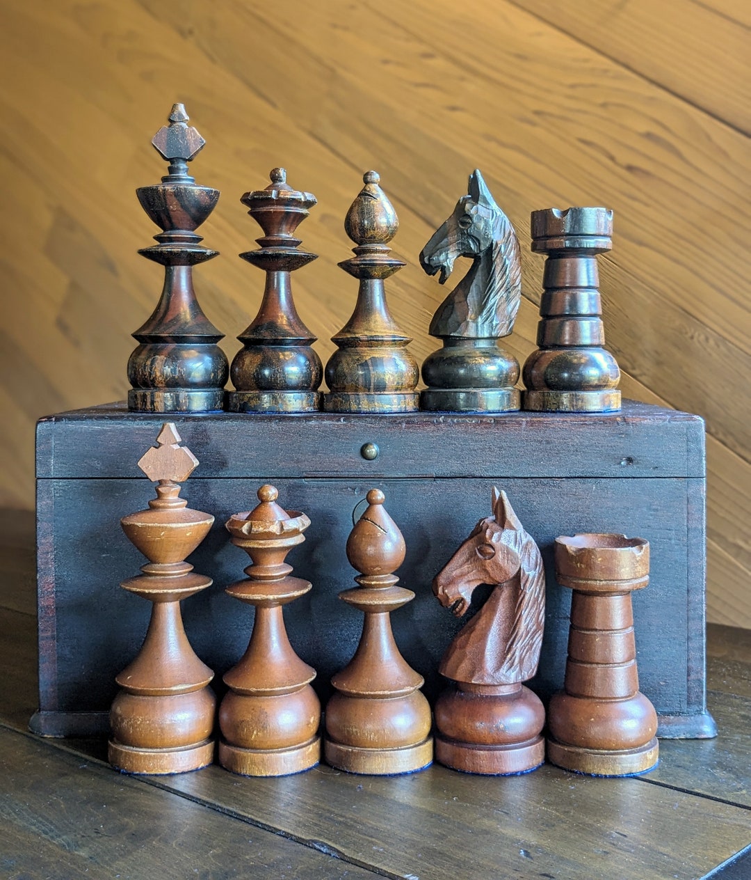 Stunning XL Antique Philippine Staunton Chess Set With Wood Box Lot ...