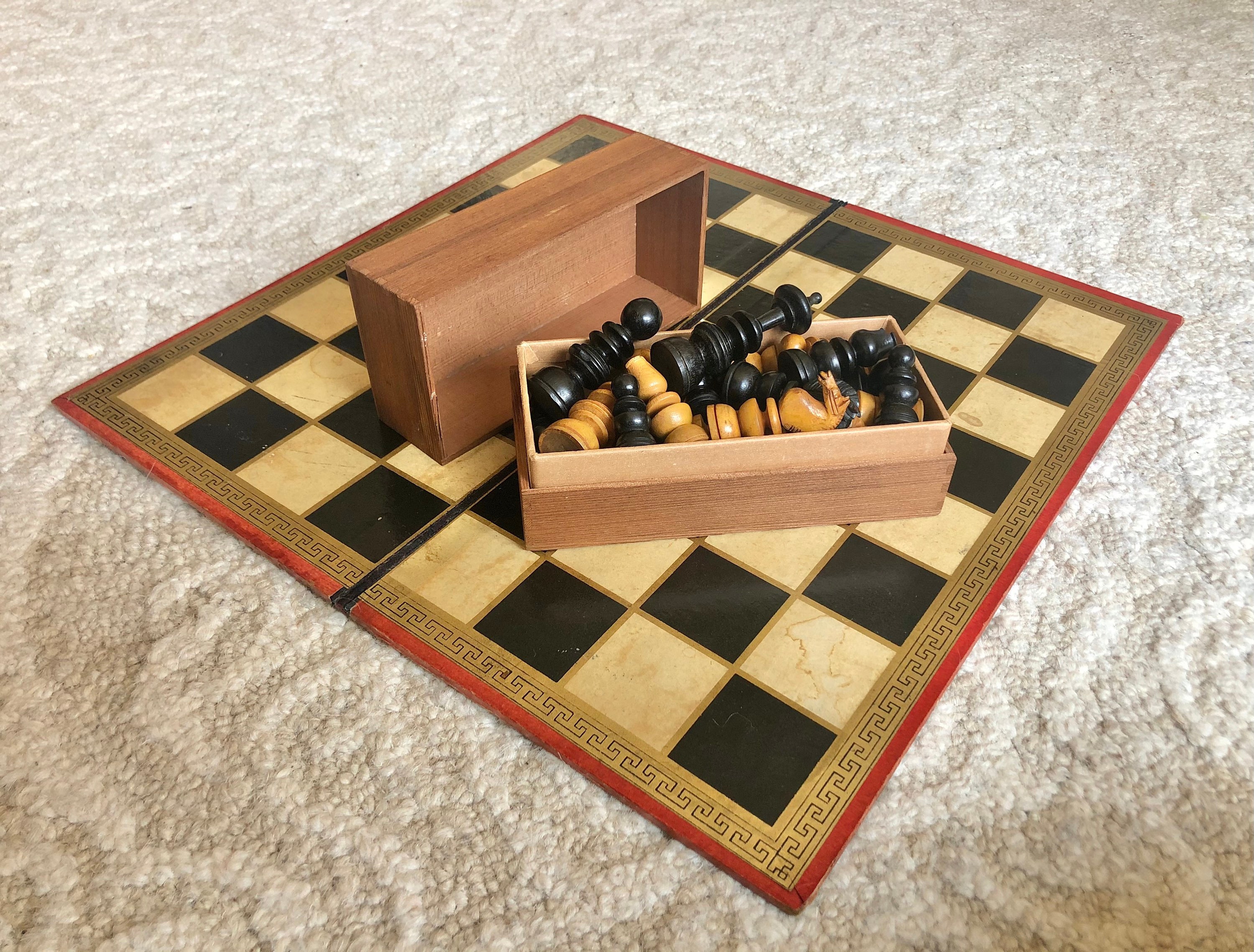 1800s St George Chess Set With Folding Board & Box Lot 245 - Etsy