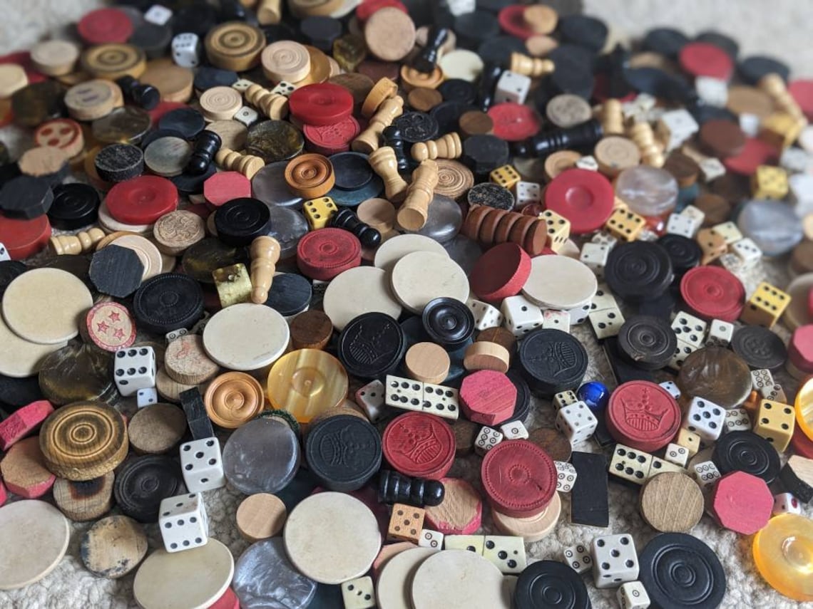 Vintage Miscellaneous Game Pieces Chess Checkers Dice - Etsy