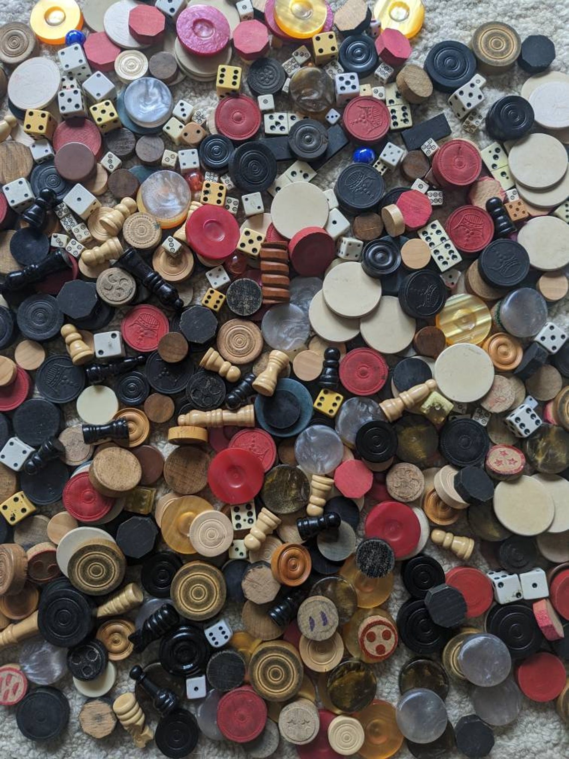 Vintage Miscellaneous Game Pieces Chess Checkers Dice - Etsy