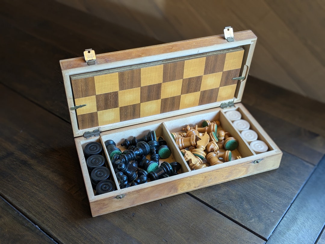German Staunton Chess Set With Board, Checkers and Box Lot #617 - Etsy