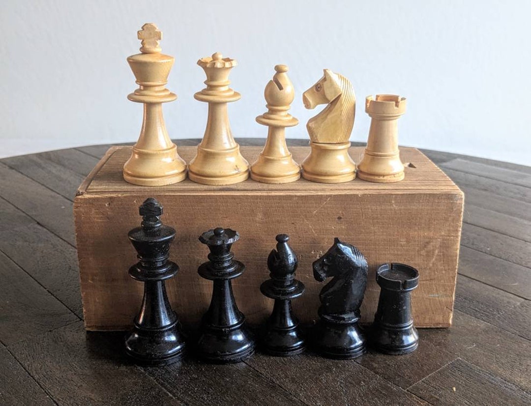 Antique French Staunton Chess Set Lot #439 - Etsy